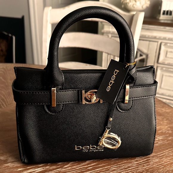 bebe | Bags | Black Bebe Purse Evie Small Satchel New | Poshmark